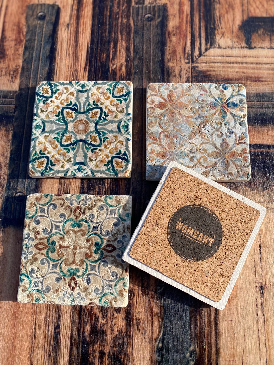 Mexican Talavera Travertine Stone Morocco Tile Coasters Sets Absorbent ...