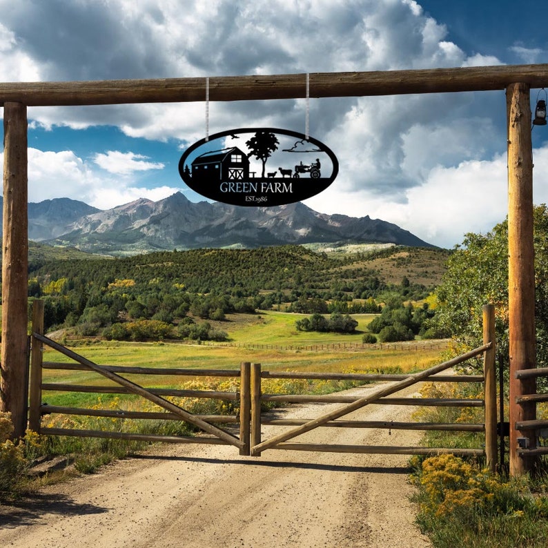 Personalized Metal Farm Sign, Custom Farmhouse Sign, Outdoor Ranch ...