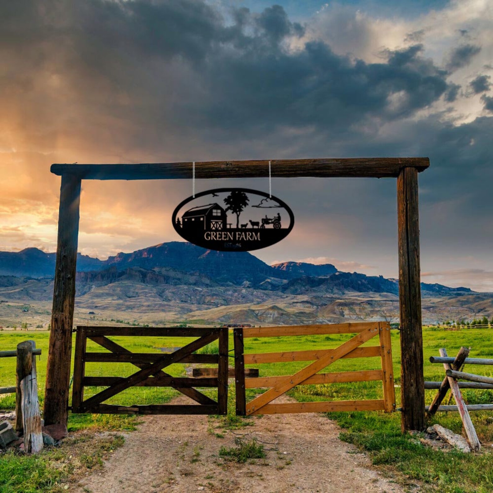 Personalized Metal Farm Sign, Custom Farmhouse Sign, Outdoor Ranch ...