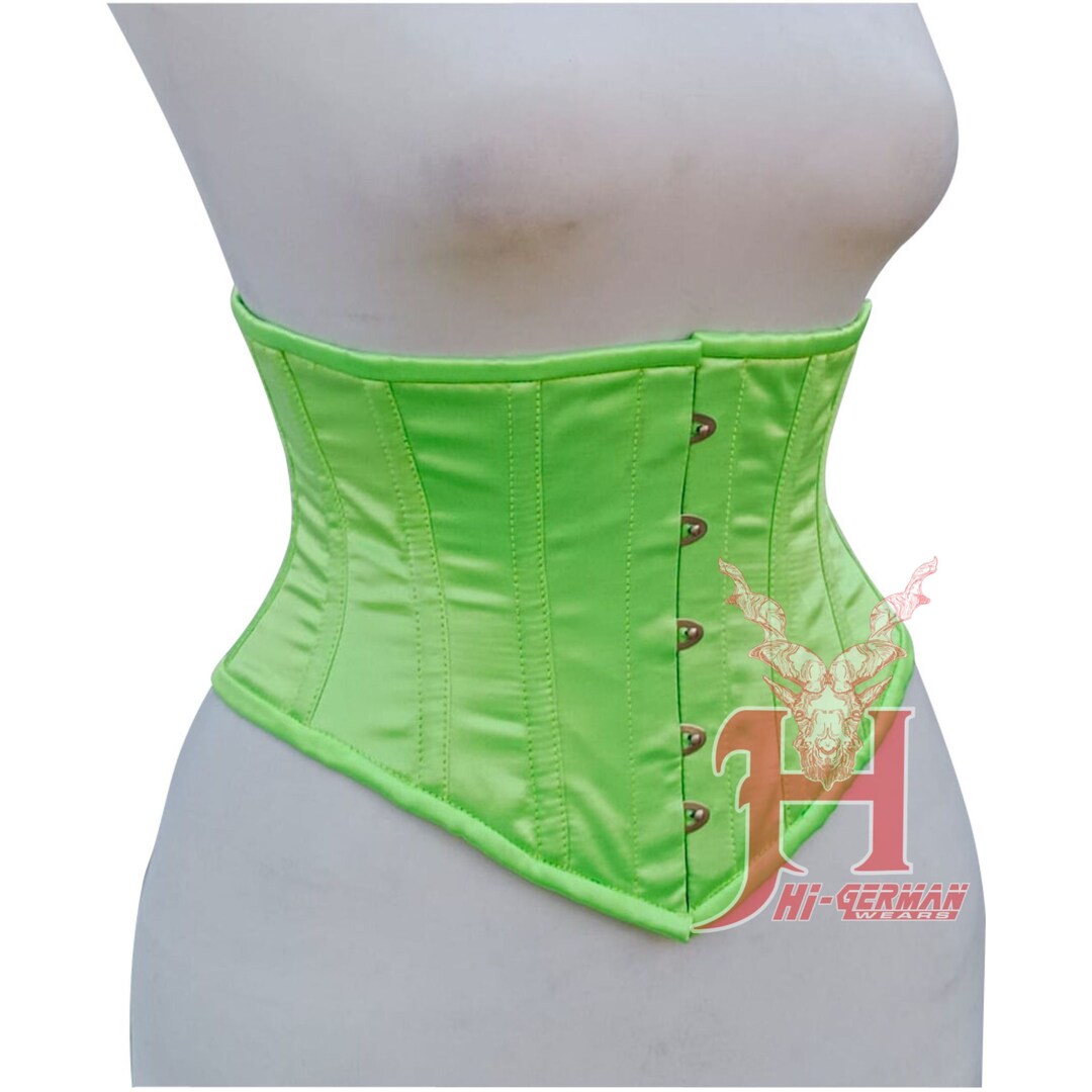 Women's Neon Green Satin Under Bust Corset Waist Trainer - Etsy