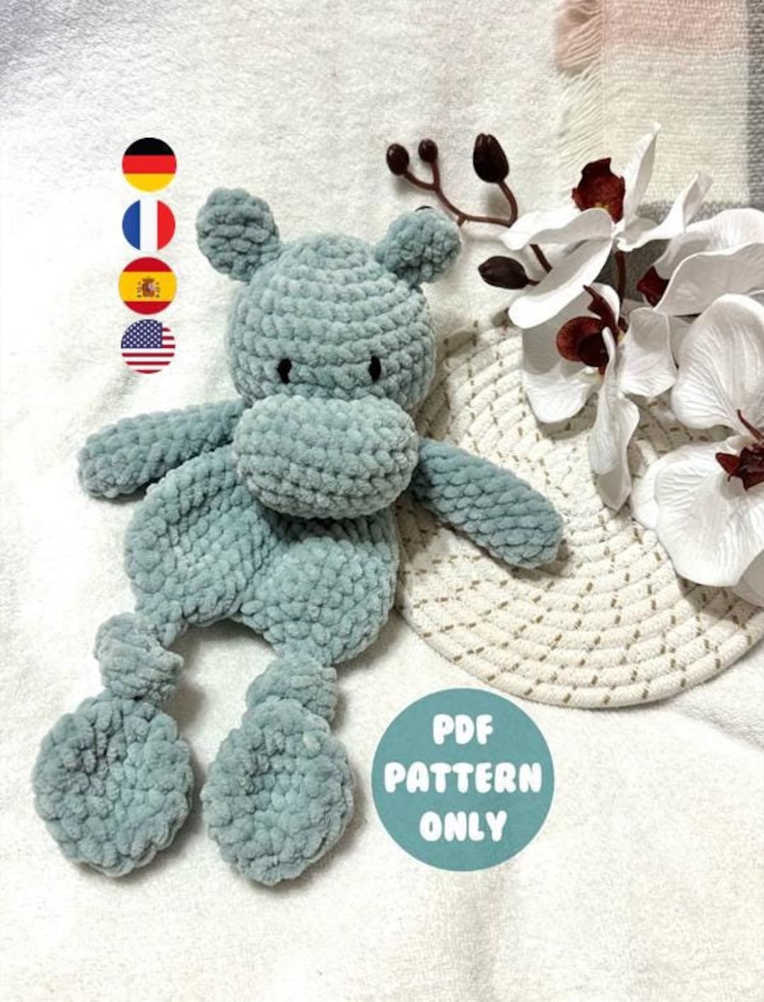 Hippo Comforter. Cute Snuggler. Amigurumi. Crochet. PDF. Animal. Plush ...