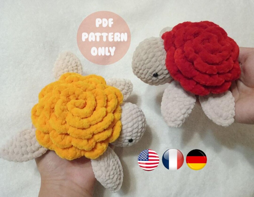 The Little Rose Turtle. Crochet. Amigurumi. Pattern. Tutorial. Flower ...