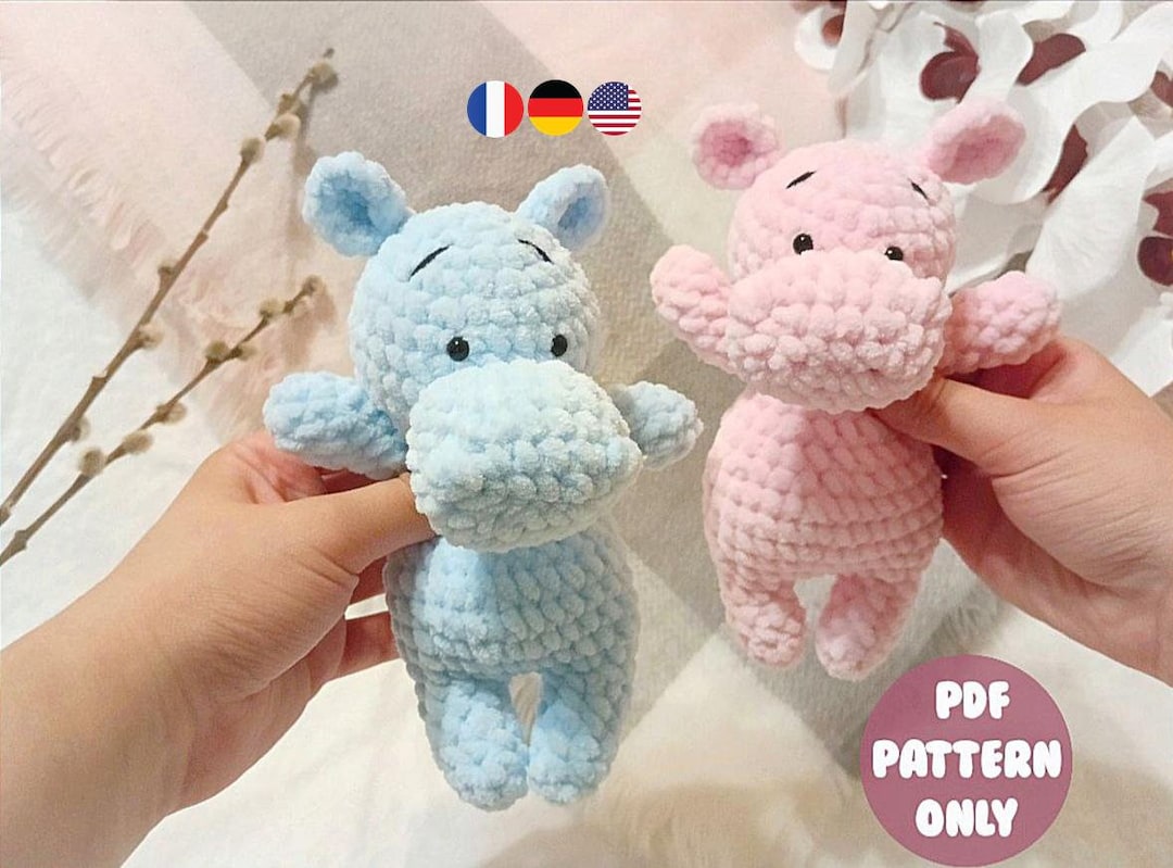 Hippos, Hippopotamus Toy. Amigurumi. Crochet. PDF. Animal. Cute. Plush ...