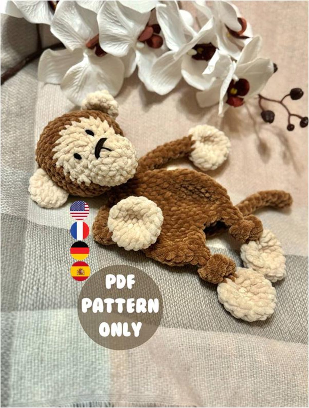 Monkey Comforter. Cute Snuggler. Love. Amigurumi. Crochet. PDF. Animal ...