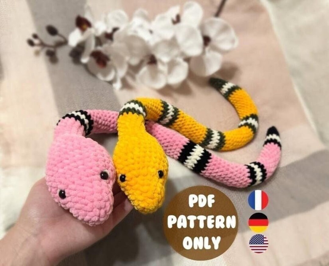 A Plush Snake. A Toy. Amigurumi. Crochet. Love. PDF. Pattern. Tutorial ...