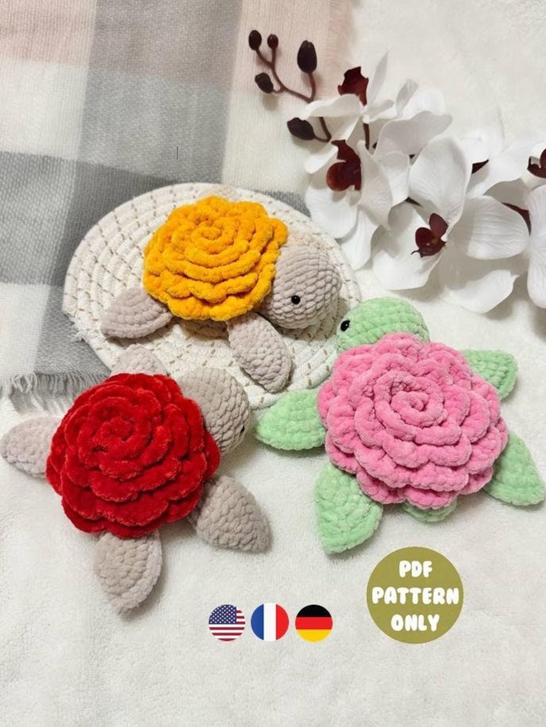 The Little Rose Turtle. Crochet. Amigurumi. Pattern. Tutorial. Flower ...