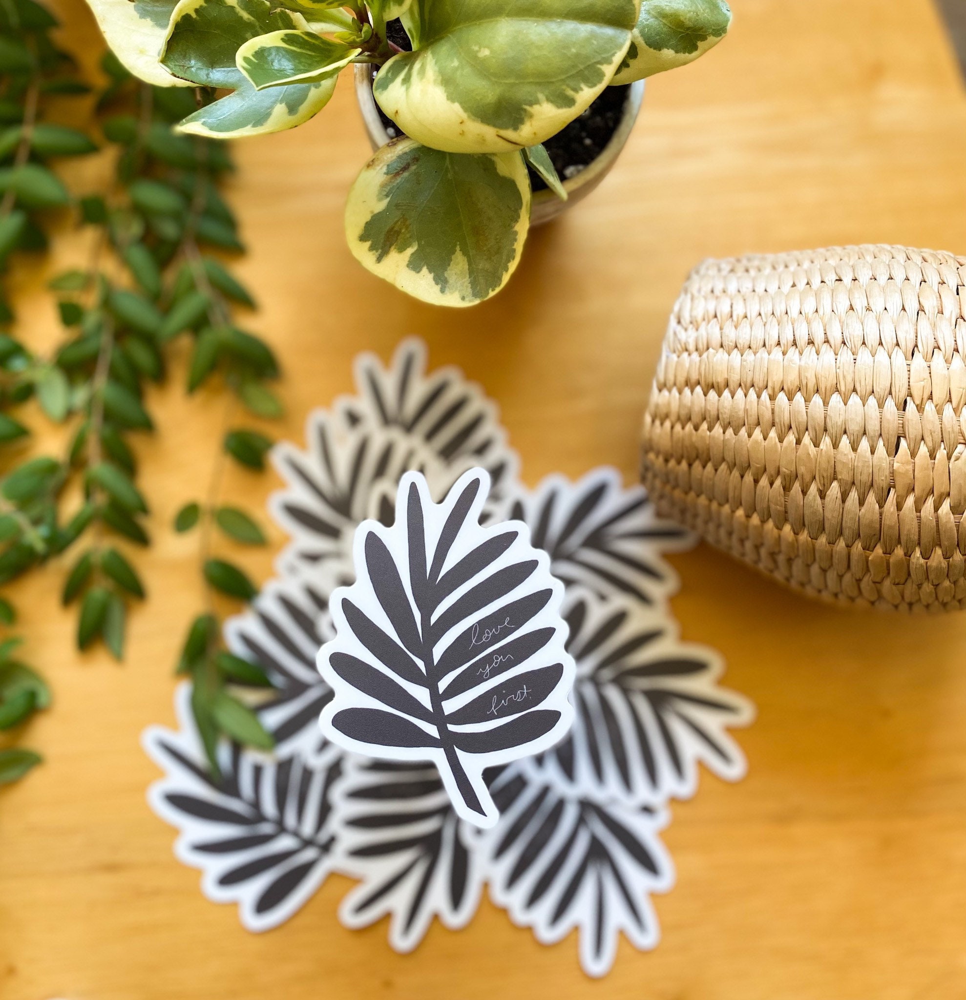 Minimal Fern Sticker Die Cut Plant Sticker Black Fern | Etsy