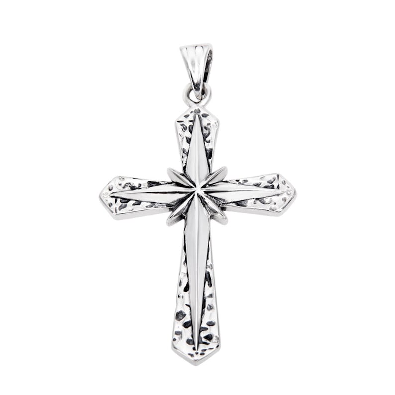 Handmade 925 Sterling Silver Star Cross Design Pendant, Dainty Unisex ...