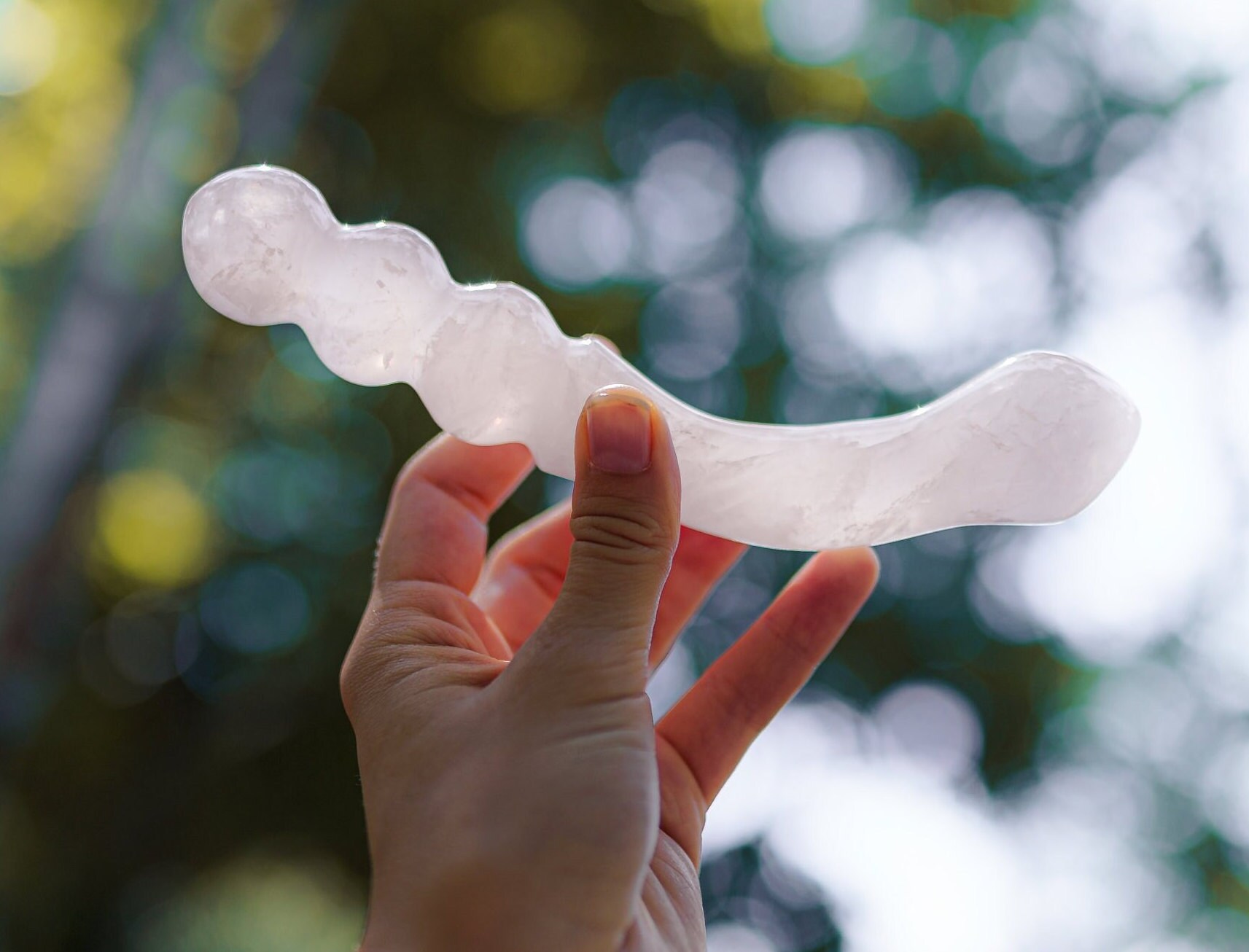 Yoni Magic Wand Curved Rock Crystal and Rose Quartz Gemstone Massage ...