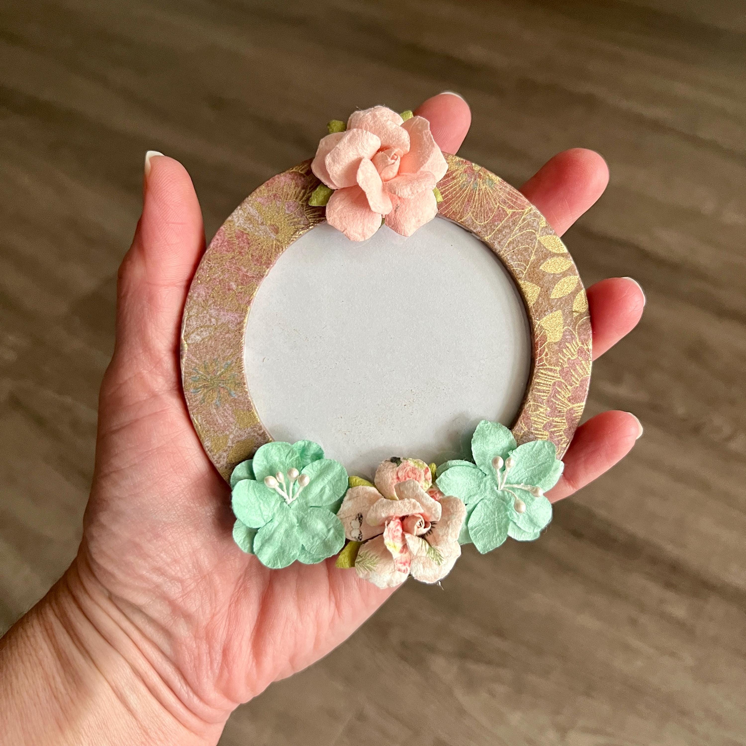 Decoupage Paper Flower Mini Photo Ornaments, 4x4 Inch, Picture Frame ...