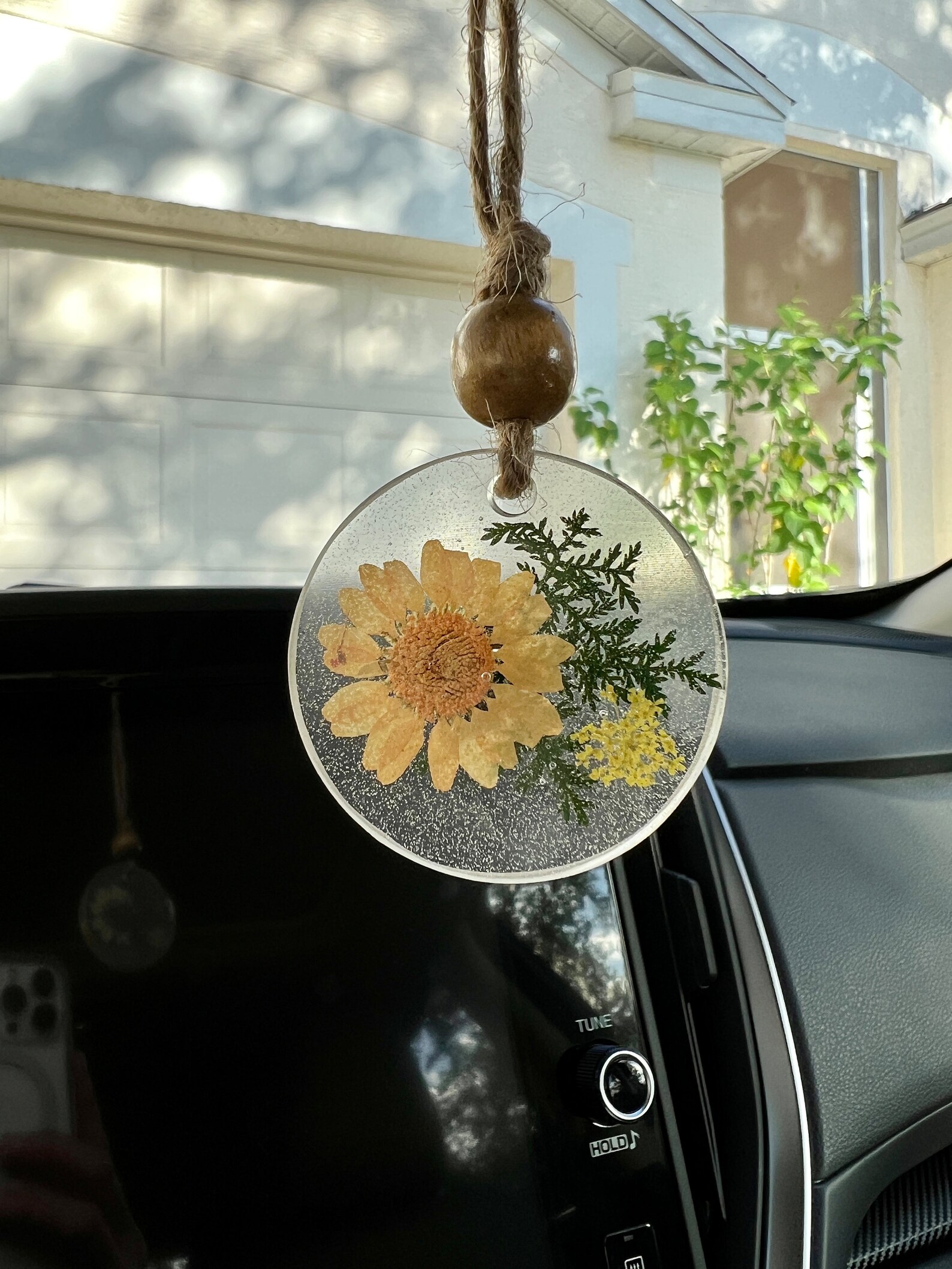 Rearview Mirror Car Charm, Flower Theme Car Dangler, Small Sun Catcher ...