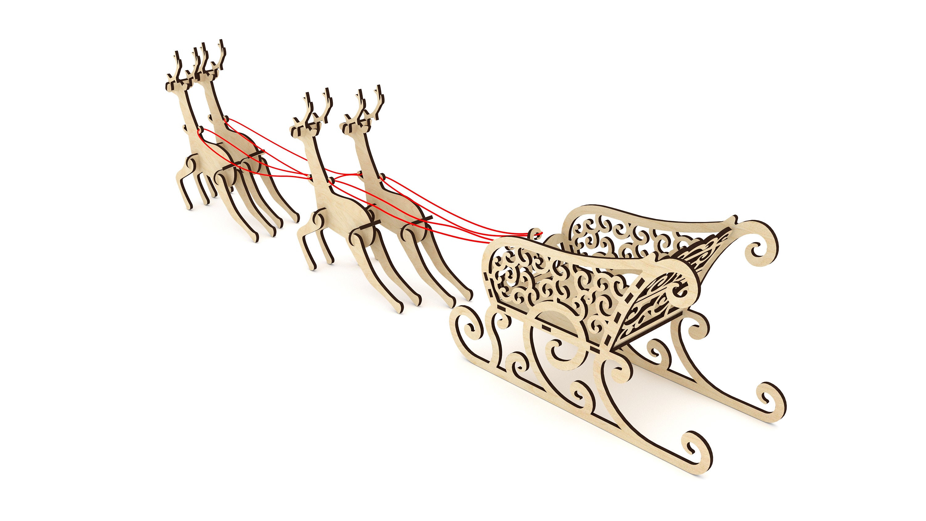 Santa Sleigh Laser Cut File, Christmas Sleigh , Sleigh Svg, Noel Gift ...