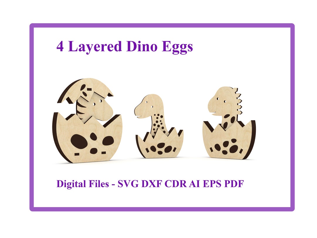 Layered Dino Eggs Laser Cut File, 3D Puzzle, Vector for CNC, Vector ...