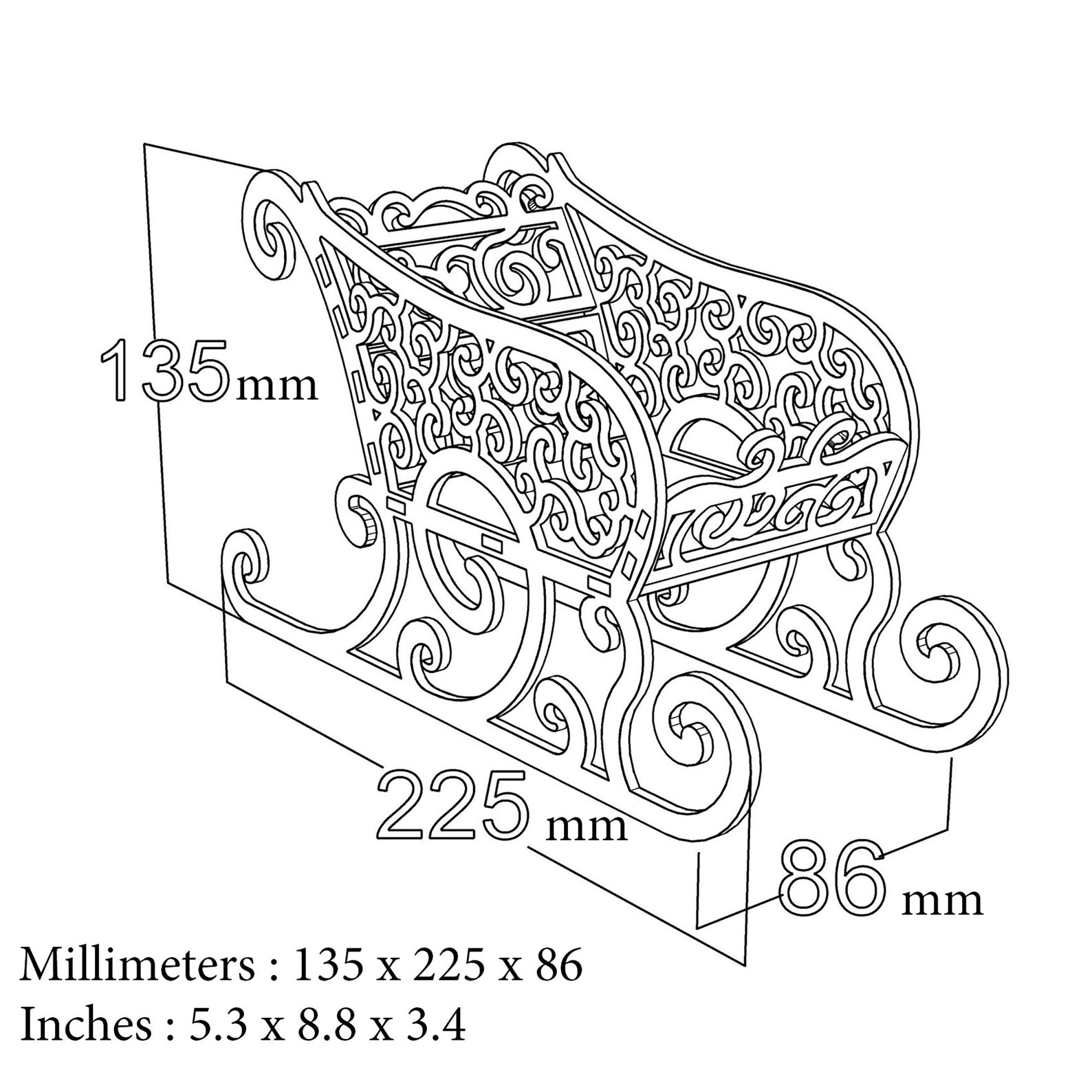 Santa Sleigh Laser Cut File, Christmas Sleigh , Sleigh Svg, Noel Gift ...