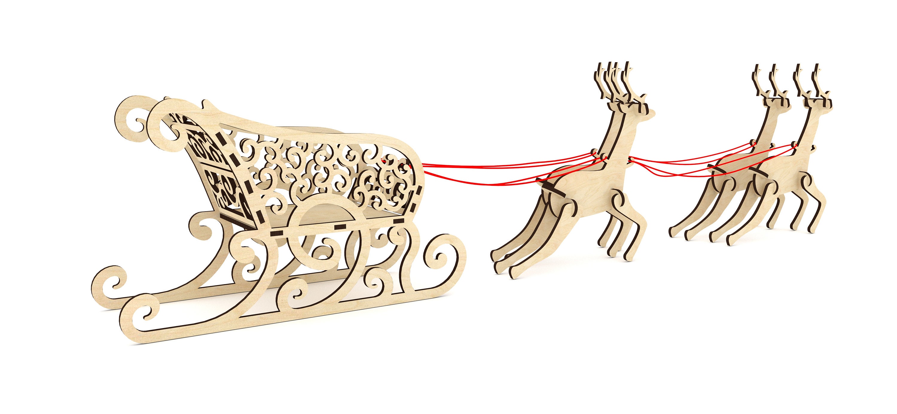 Santa Sleigh Laser Cut File Christmas Sleigh Sleigh Svg | Etsy UK