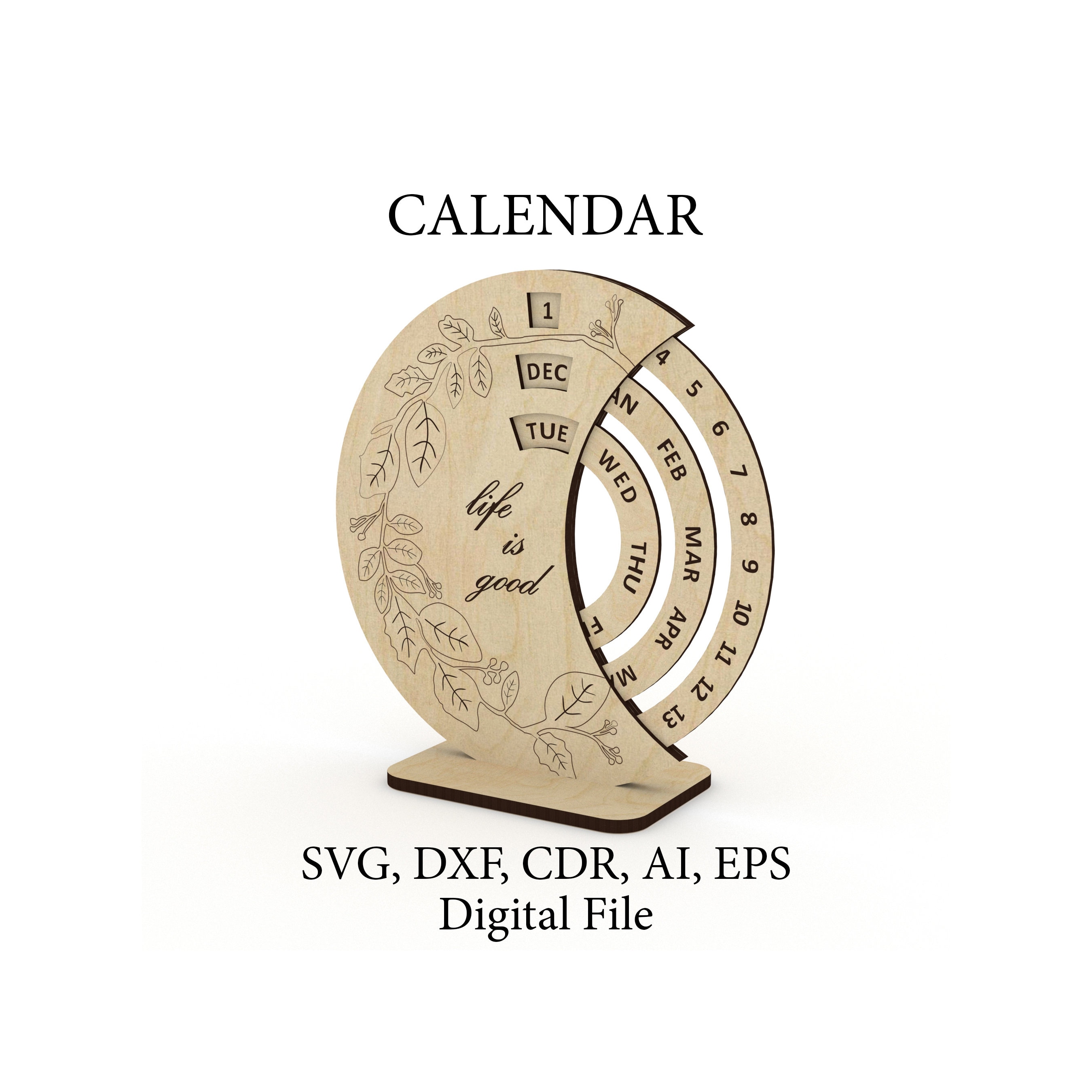 Calendar Laser Cut File Perpetual Calendar Vector CNC Cut - Etsy UK