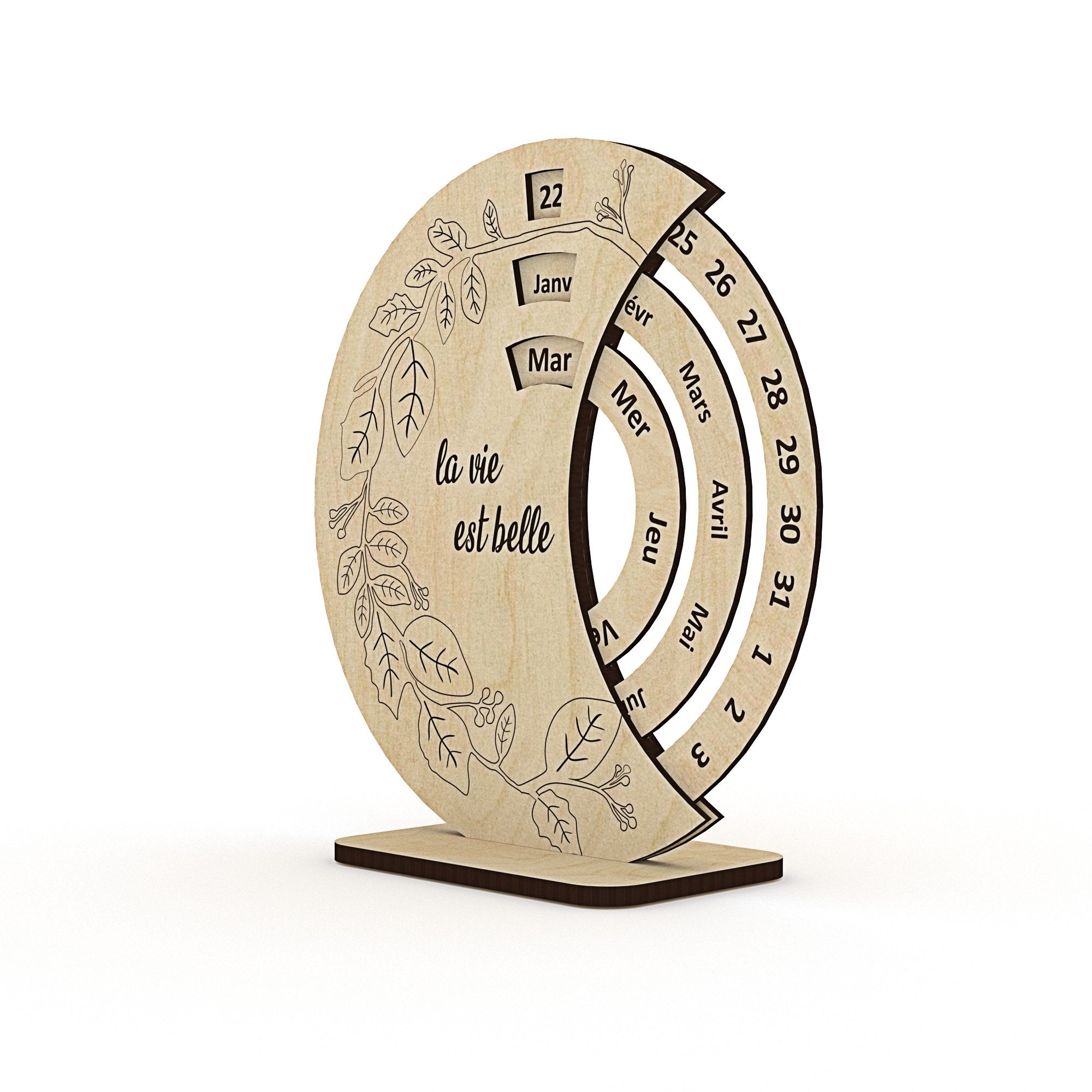 French Calendar Laser Cut File, Perpetual Calendar Vector, CNC Cut, SVG ...