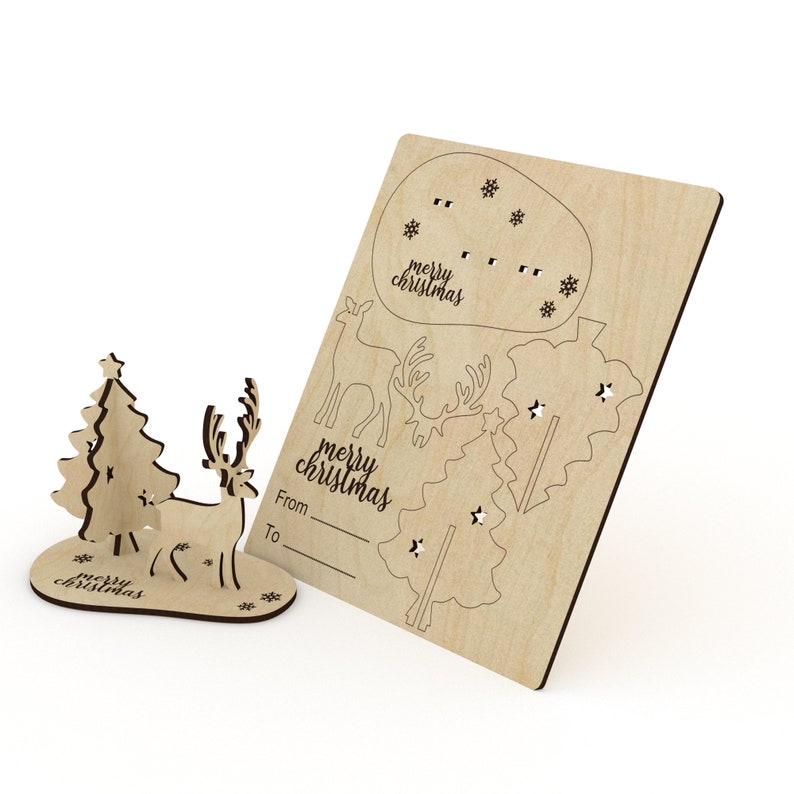 Christmas Card Laser Cut Files, Christmas Tree Gift, Christmas Souvenir ...