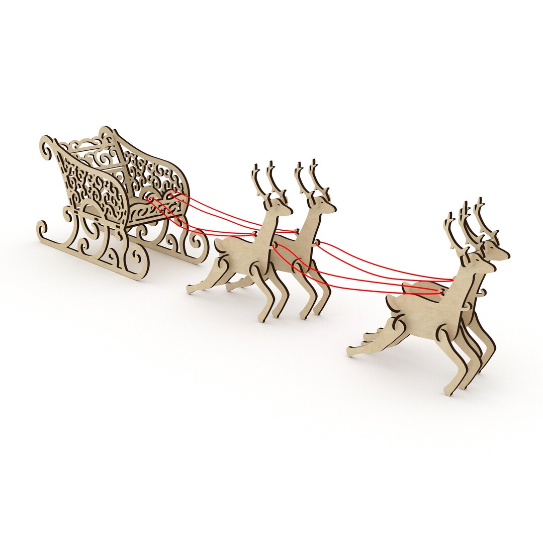 Santa Sleigh Laser Cut File, Christmas Sleigh , Sleigh Svg, Noel Gift ...