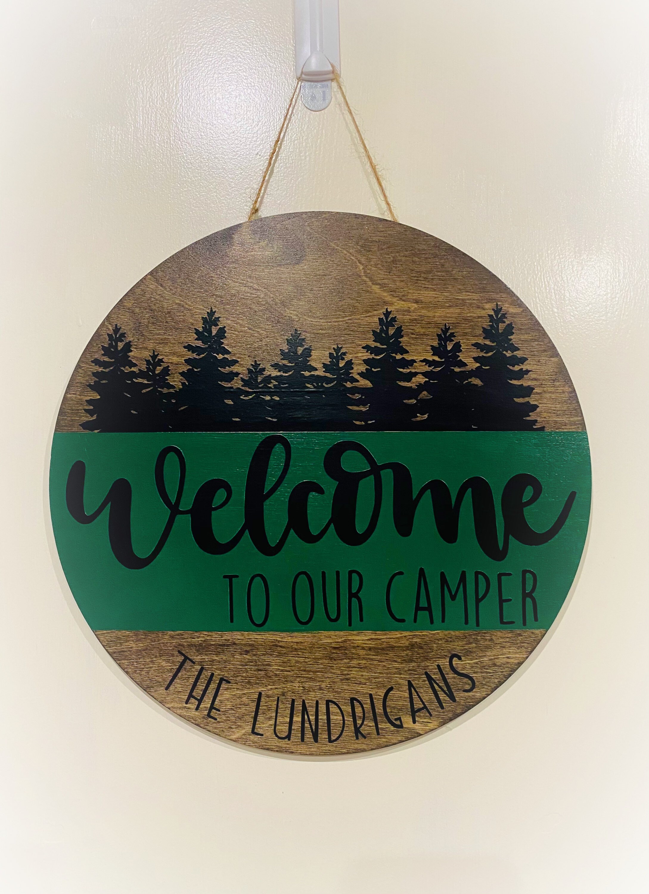 Rustic camping Welcome 12 inch round wood sign | Etsy