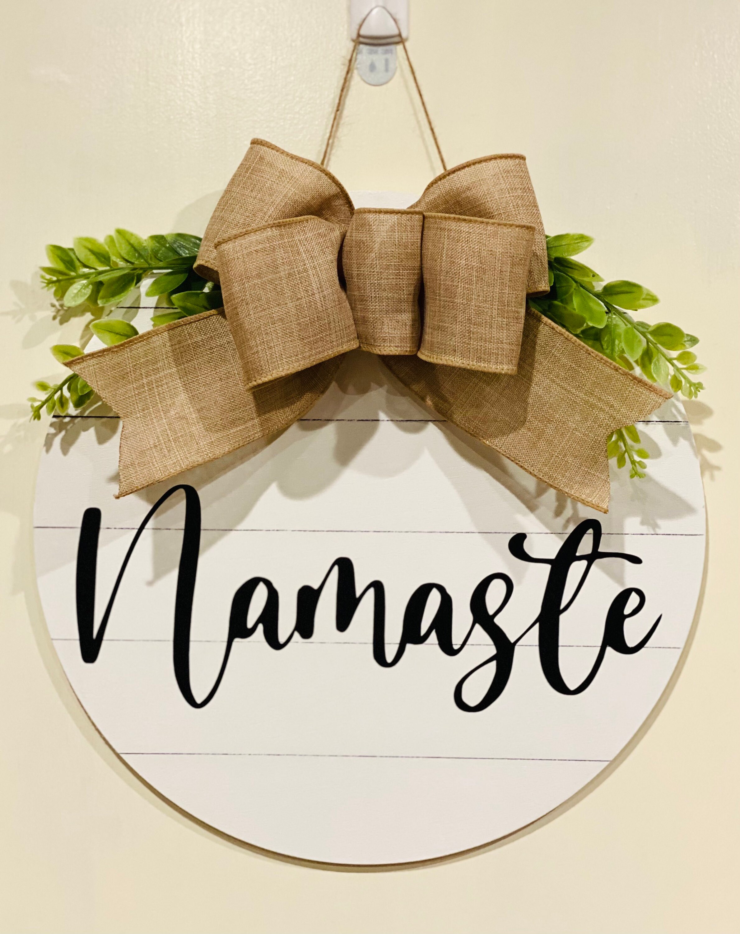 Namaste Shiplap style Welcome 12 inch round wood sign | Etsy