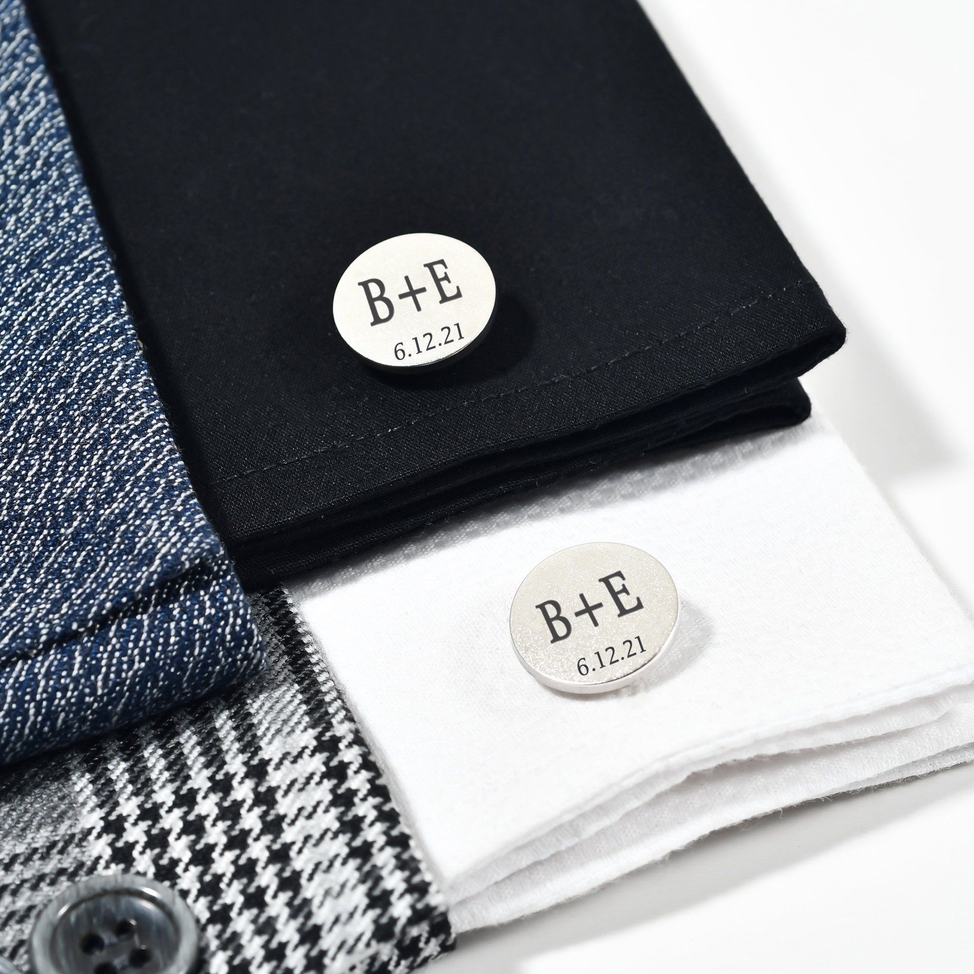 Personalized Engraved Silver Round Cufflink, Initials Cuff Link ...