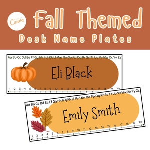 Fall Themed Classroom Editable Desk Name Plate Template / Customizable ...
