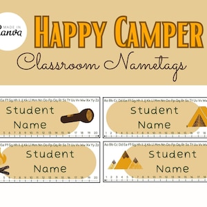 Camping Classroom Editable Name Plate With Number Line / Rustic ...