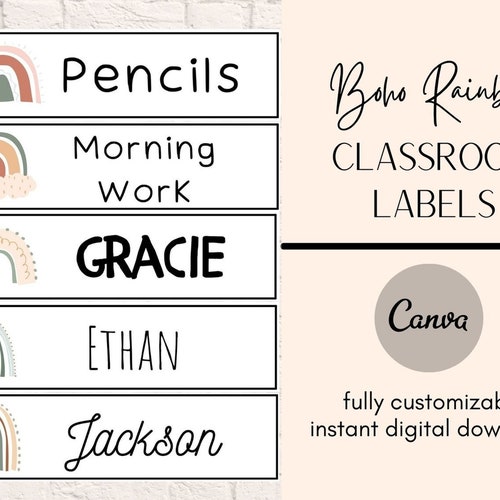 Boho Rainbow Editable Labels - Etsy