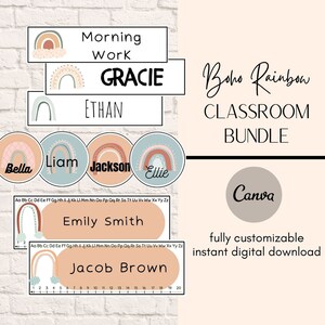 EDITABLE Boho Rainbow Classroom Bundle / Boho Rainbow | Etsy