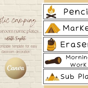 Camping Themed Classroom Editable Labels / Editable Name Tags - Etsy