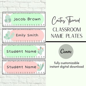 EDITABLE Cactus Themed Classroom Name Plates / Printable Name Tags for ...