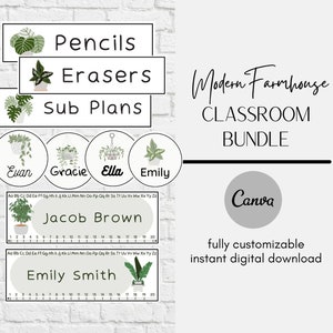 Modern Farmhouse Classroom Organization Bundle / Name Tag | Etsy