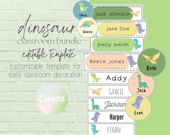 Dinosaur Themed Classroom Printable Labels / Editable Name - Etsy
