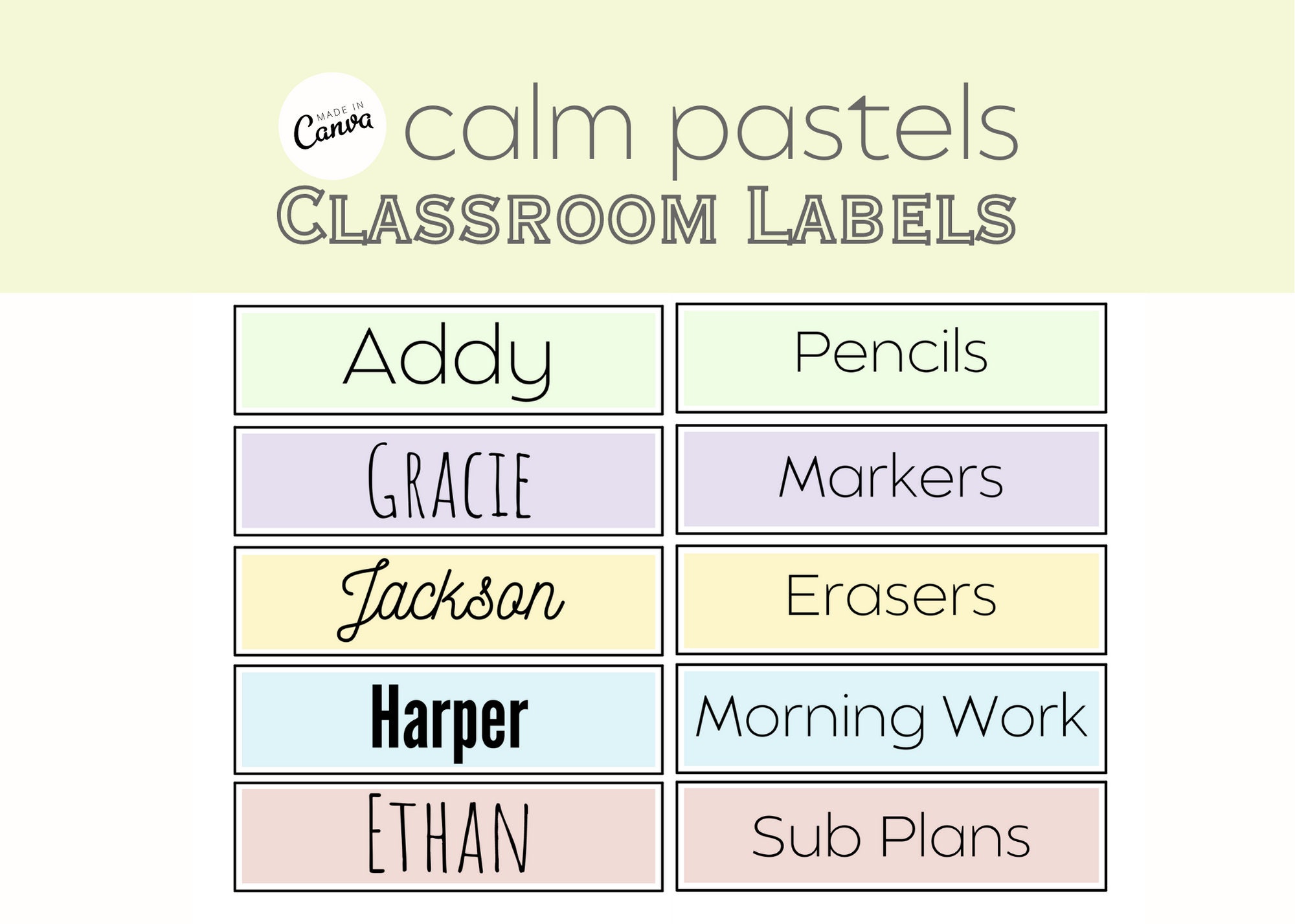 Editable Name Tags / Calm Pastel Theme / Muted Colors Class Kids Decor ...