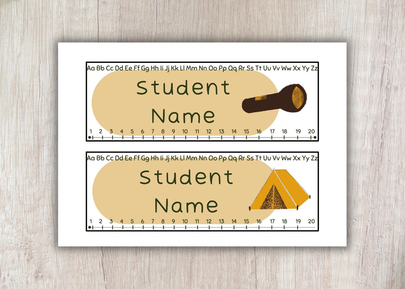 Camping Classroom Editable Name Plate With Number Line / - Etsy