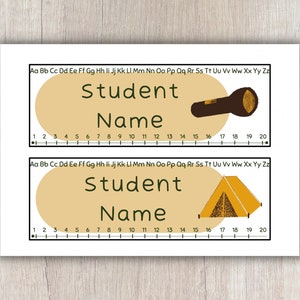 Camping Classroom Editable Name Plate With Number Line / - Etsy