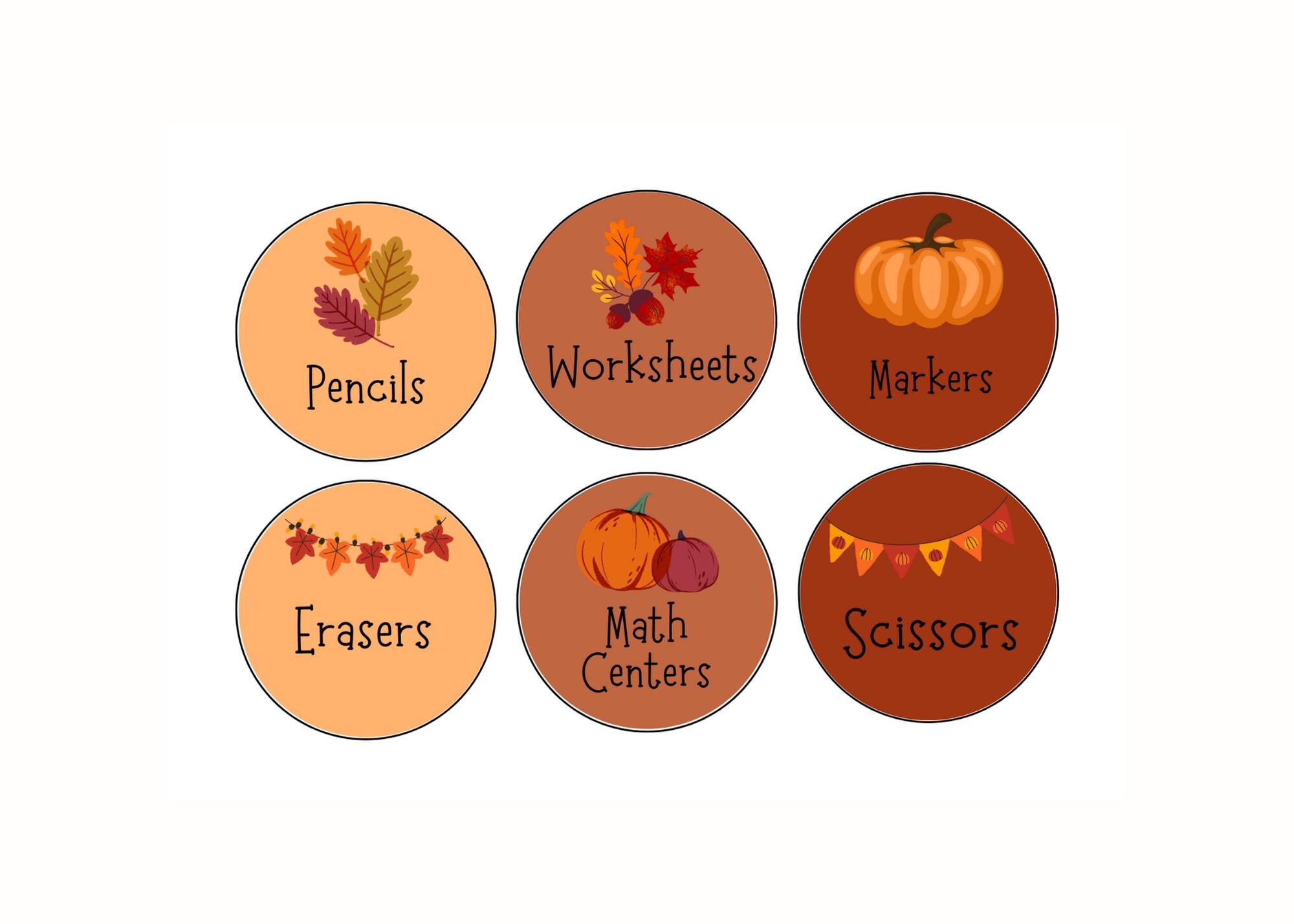 Autumn Round Classroom Name Tags / Fall Printable Name Tags ...