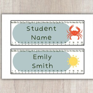 Beach Bum Ocean Themed Classroom Name Tag Templates for Teachers ...
