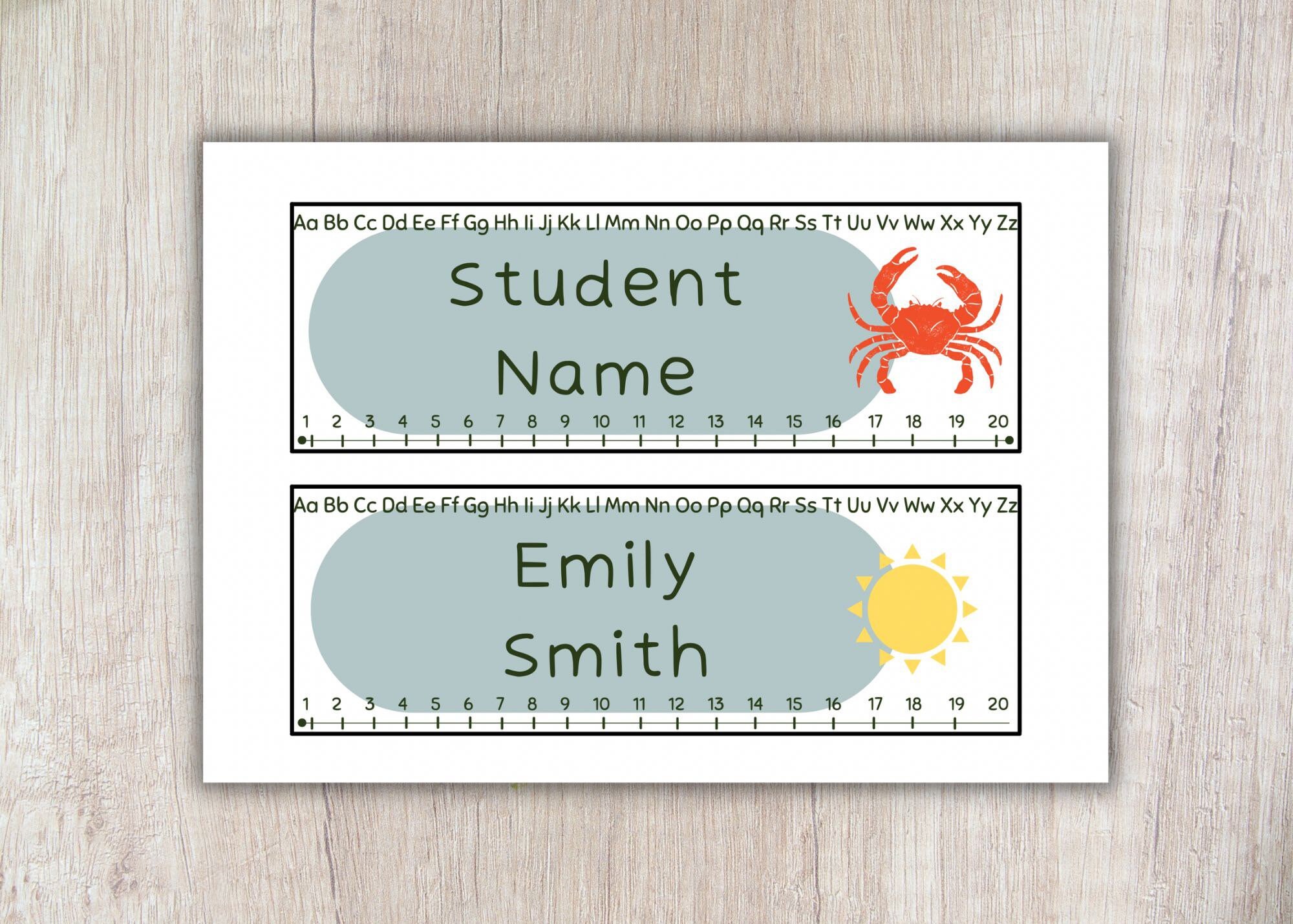 Beach Bum Ocean Themed Classroom Name Tag Templates for Teachers ...