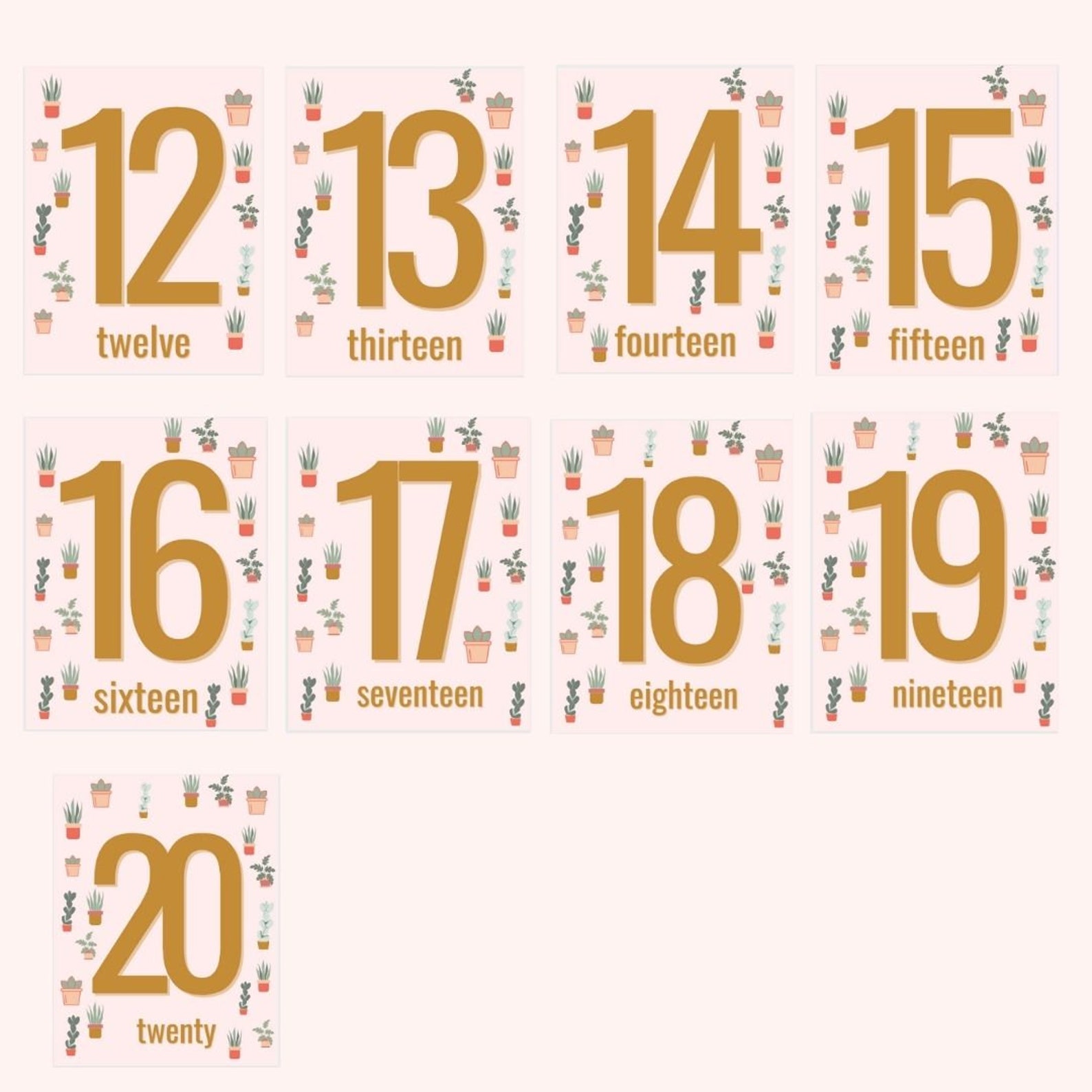Succulent Number Posters for Classroom / Editable Canva Template ...