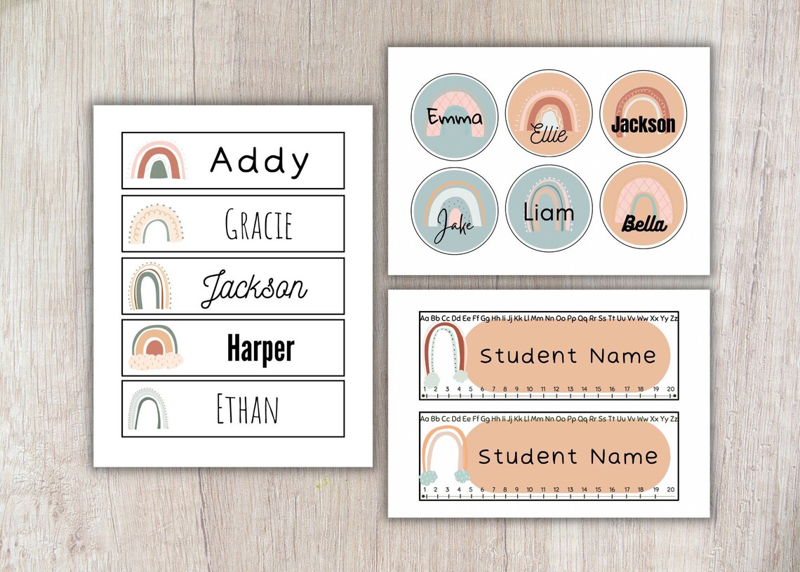 EDITABLE Boho Rainbow Classroom Bundle / Boho Rainbow - Etsy