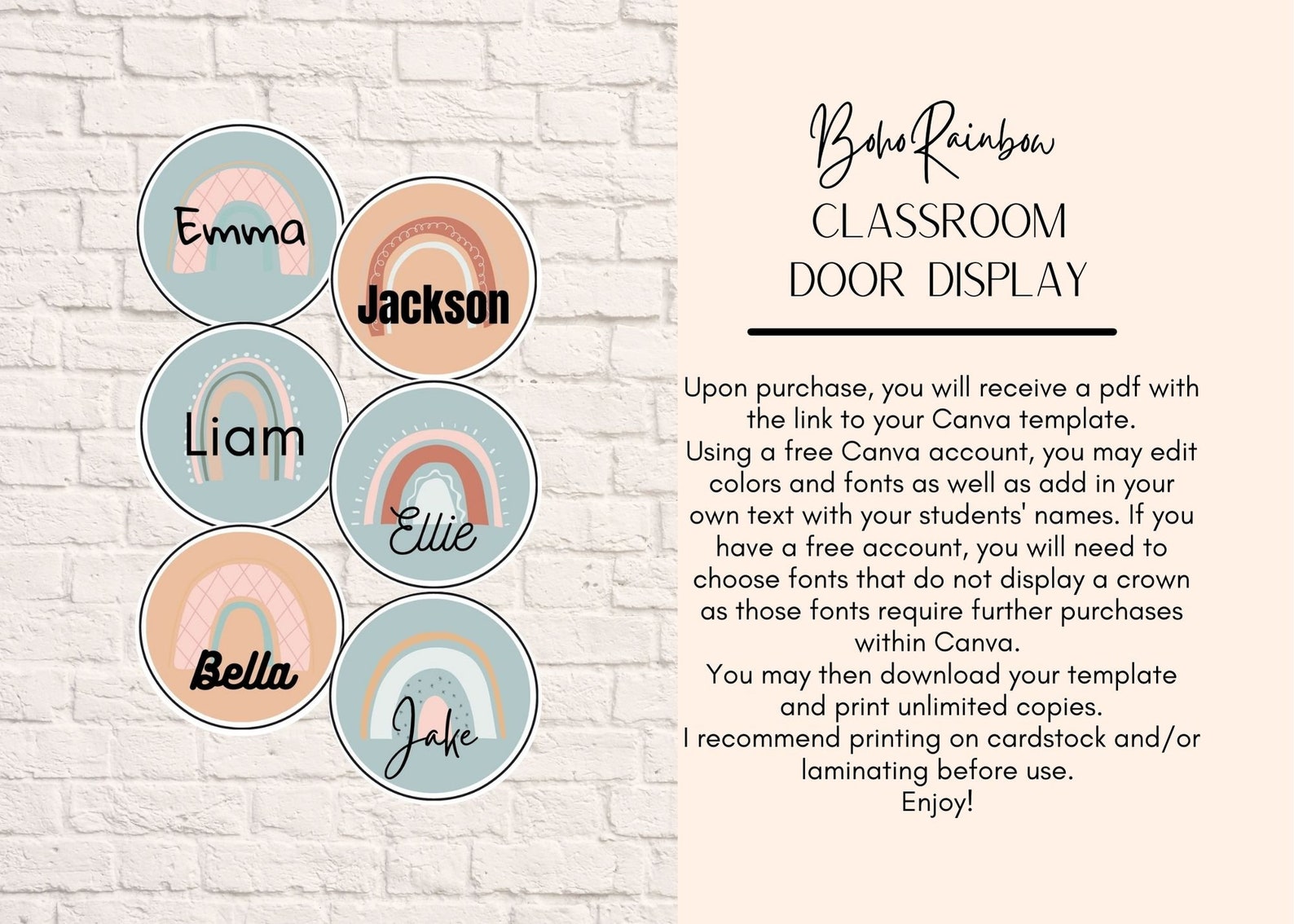 Boho Classroom Name Tags / Printable Name Tags / Boho Classroom Decor ...