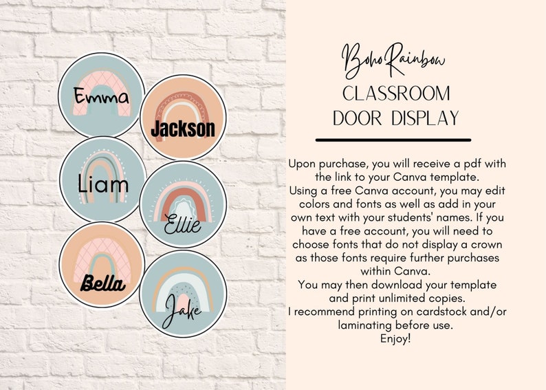 Boho Classroom Name Tags / Printable Name Tags / Boho Classroom Decor ...