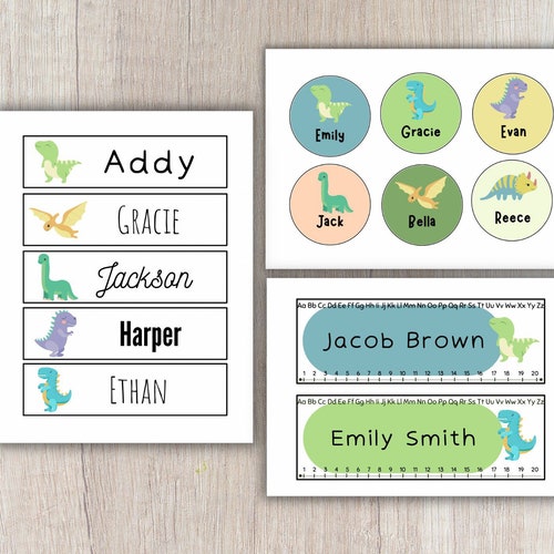 Classroom Name Tags Template Dinosaur Editable Printable - Etsy