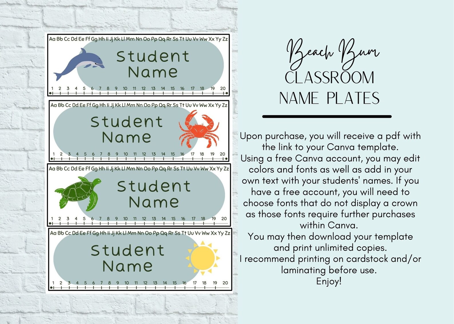 Beach Bum Ocean Themed Classroom Name Tag Templates for Teachers ...