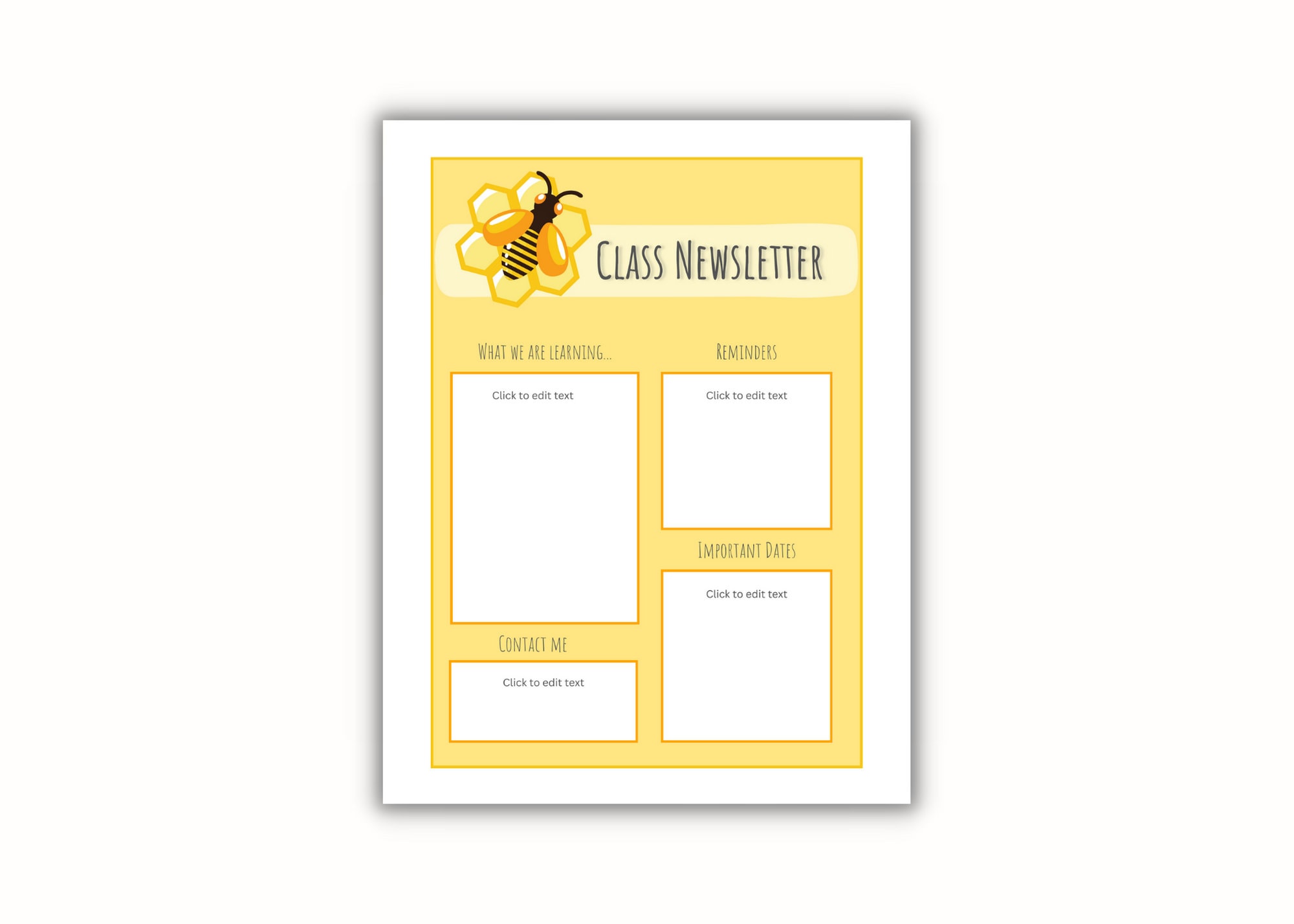 Classroom Newsletter Editable Template for Teacher / Busy Bees Hive ...