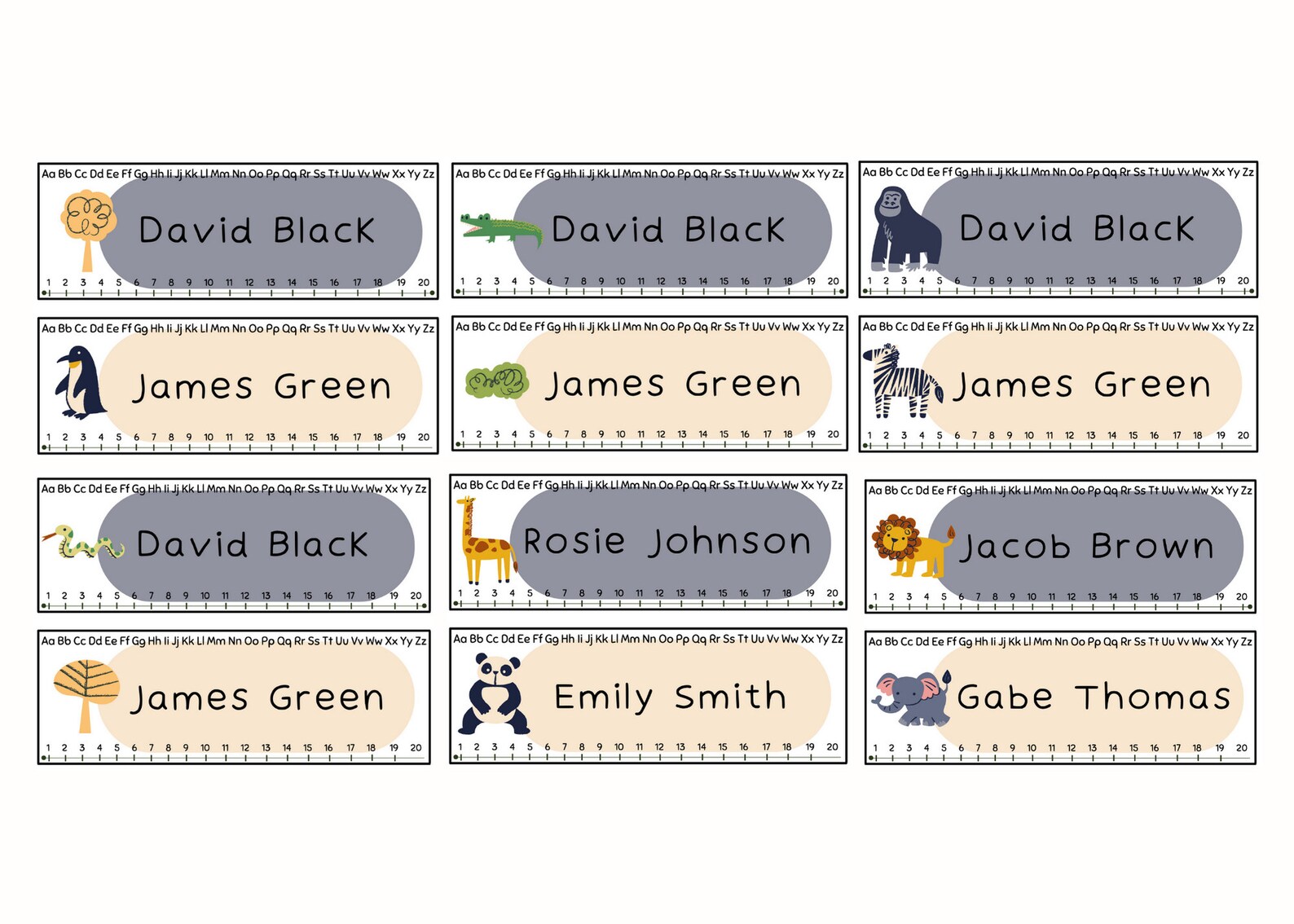 Zoo Safari Classroom Desk Labels / Elementary School Name Plates ...