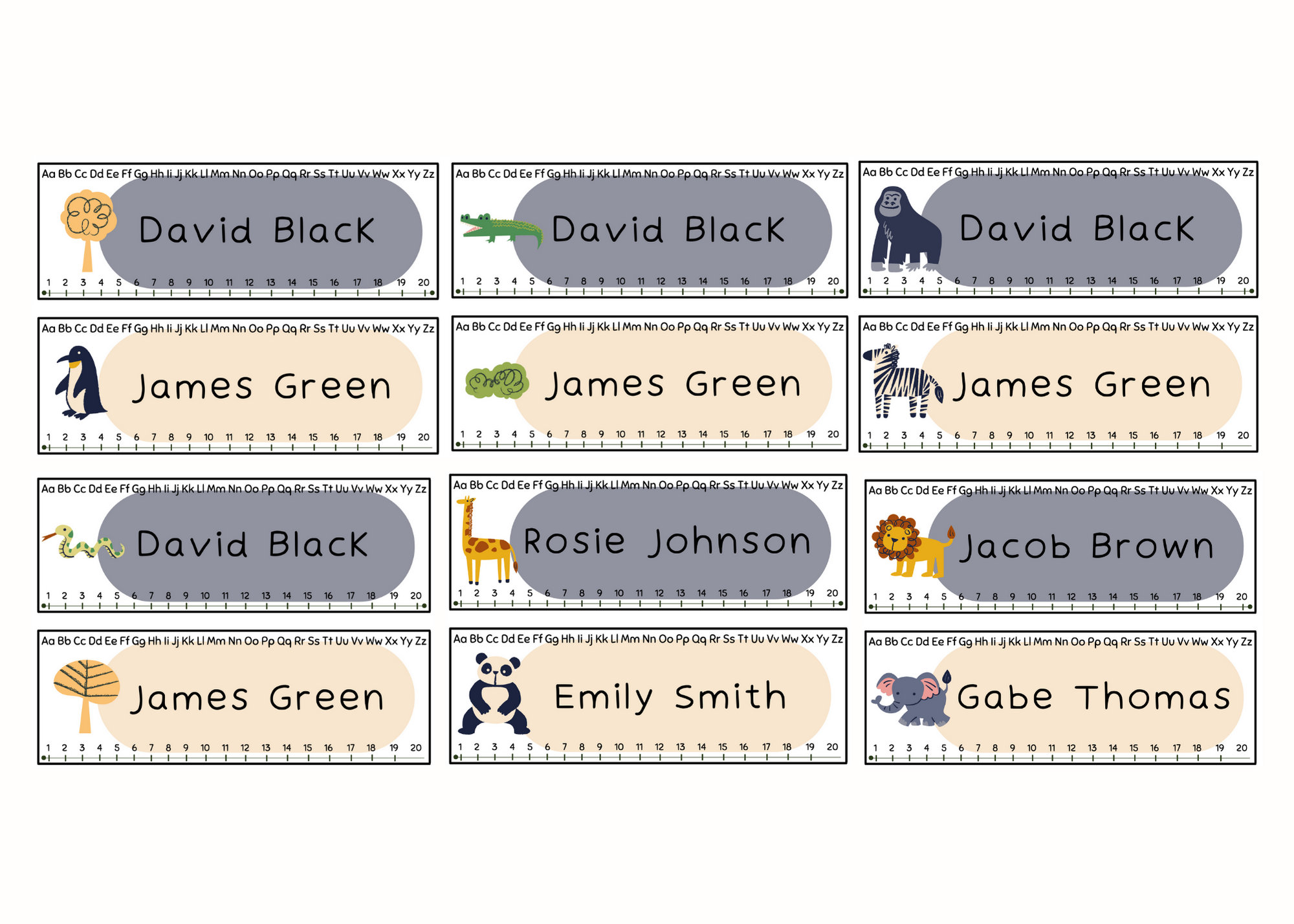 Zoo Safari Classroom Desk Labels / Elementary School Name Plates ...