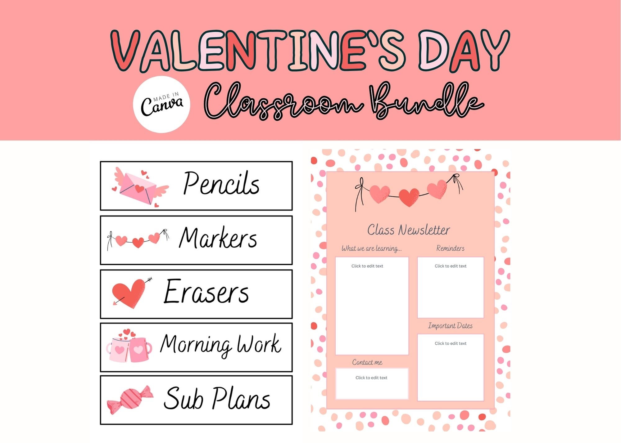 Editable Valentine's Day Labels and Classroom Decor for Elementary ...